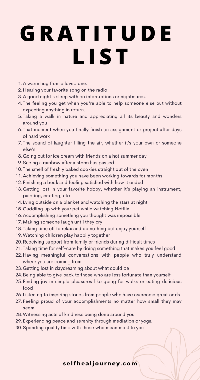 Gratitude List: 260+ Things To Be Grateful For